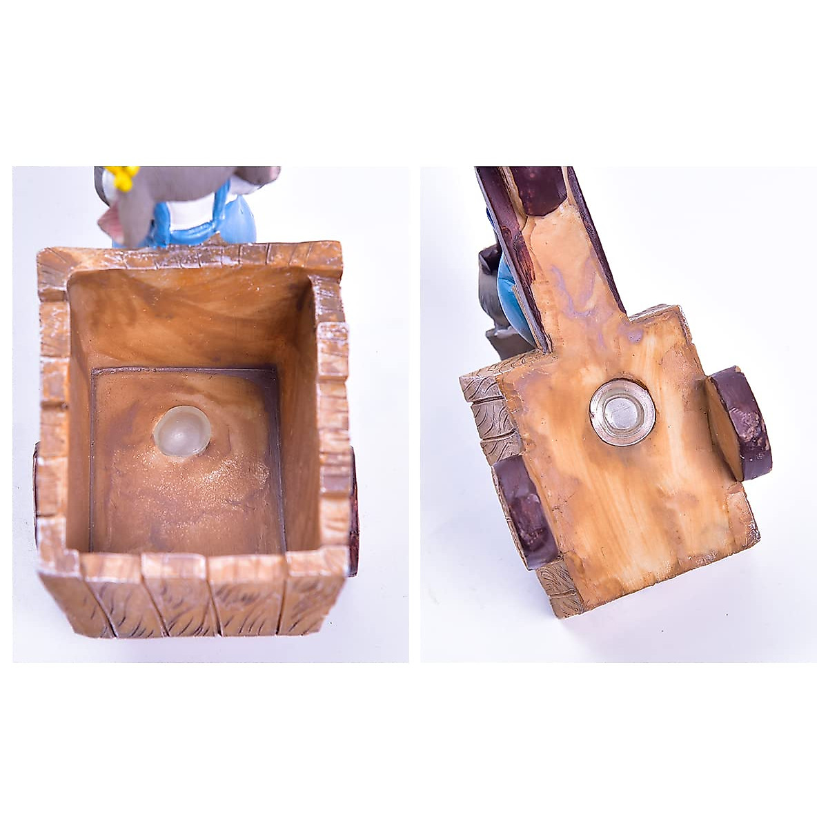 Cute Little White Rabbit Cycling Flower Pot with Drainer Garden Flower Pot Resin Succulent Potted Bonsai Plant Stand Home Desk Mini Ornaments Without Plants