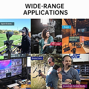 Hollyland Mars T1000 [Official] Full Duplex Wireless intercom System for 5 Users-1 Base Station & 4 Wireless beltpacks with Dynamic Ear Headset & Microphone for Church, Drone, Events, Broadcast.