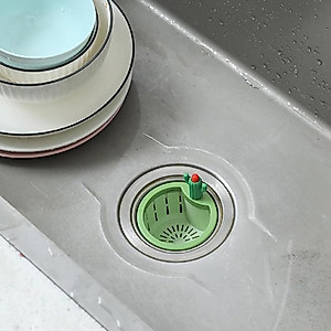 Cactus Kitchen Sink Drain Strainer - Press Automatic Dumping Basket,Multi-Functional Cactus Sink Draining Basket,for Kitchen Sinks, Bathtubs, and Showers (2pcs /green+yellow)