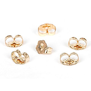 14K Gold Earring Backs - 4 Piece Replacement Earring Backs for Stud Ear Rings 2 Pairs