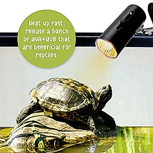 Wagooly Reptile Heat Lamp Fixture - Reptile Heater Turtle Lamp W/ Heat Bulb, Temperature Switch Reptile Basking Light, Heat Light for Gecko Bearded Dragon Terrarium & Aquarium - Heat Clamp Lamp (25)