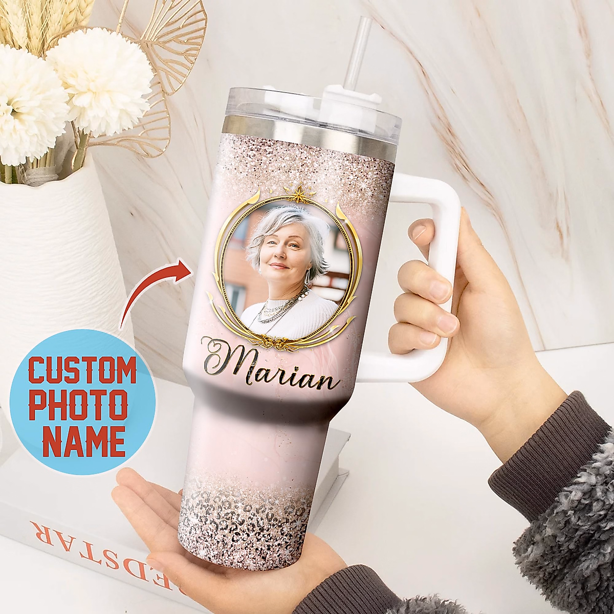 WAZONE Personalized 50th Birthday Tumbler Travel Coffee Mug Stainless Steel Tumblers With Lid 40oz Cups Custom Name Birthday Gifts For Women Mom Friends Family Sister Brother Dad Bff