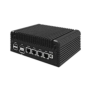 Micro Firewall Appliance, Mini PC, OPNsense, VPN, Router PC, Intel Alder Lake-N 12th Gen N100, HUNSN RJ35, GPIO, TF Slot, HDMI, DP, 4 x 2.5GbE I226-V, 8G DDR5 RAM, 128G SSD