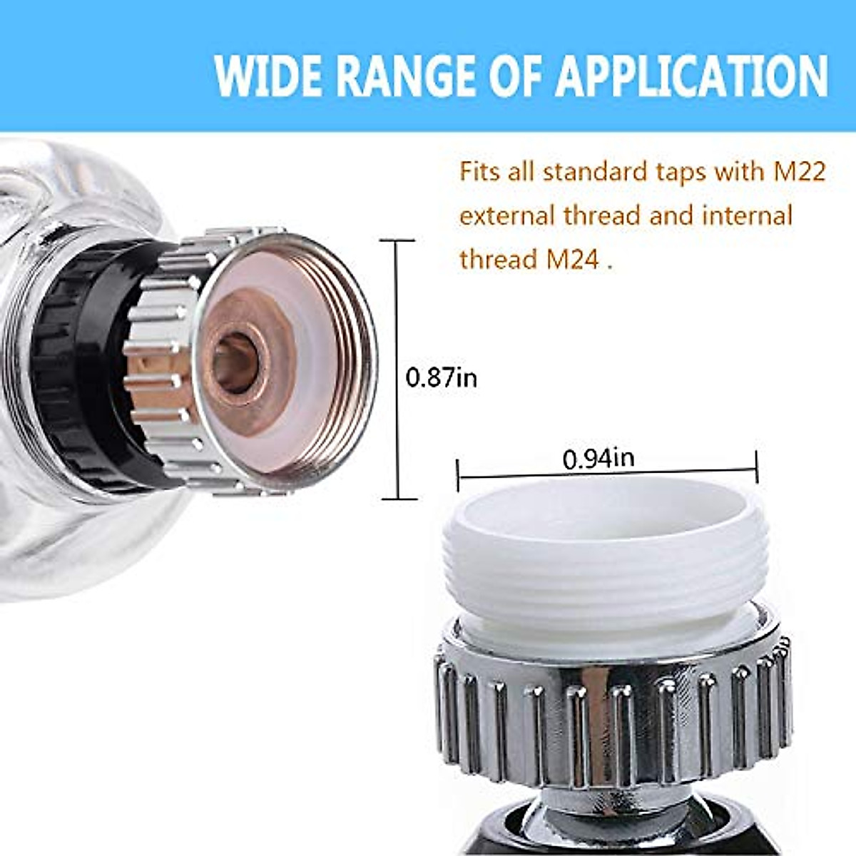 Faucet Head 360° Rotatable,3 Modes Position Adjustable Faucet Water Filter for The Kitchen,Booster Shower Water Saver Extender Splashproof Filter Vegetable Tap Device Bathroom