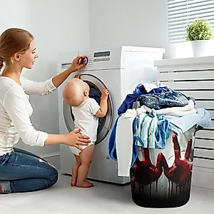 Laundry Hamper Bloody Hands Freestanding Laundry Basket Thickened Waterproof Collapsible Clothes Hamper Storage for Clothes Toys Dorm And Family