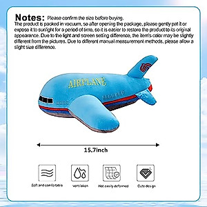 AUCOOMA Stuffed Airplane Plush Toys Blue Plane Pillow,Gifts for Kids Adults 15.7 inches