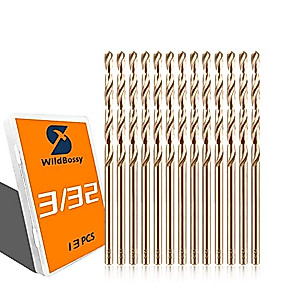 Cobalt Drill Bit Set 3/32" - 13PCS, M35 Twist Drill Bits Straight Shank, 3/32" High Speed Steel Drill Bits for Drilling in Hard Metal, Stainless Steel, Cast Iron