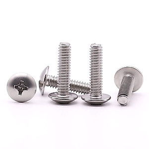 #10-24 x 3/4" (50 Pack) Phillips Truss Head Machine Screws for Cabinet Drawer Knob Pull Handle, Stainless Steel 304 (18-8), Truss Head Bolts, Phillips Drive, Bright Finish