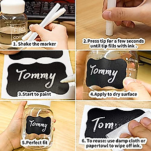 Chalkboard Labels 120pcs Marker Waterproof Blackboard Stickers with 1 Liquid Chalk for Mason Jars, Craft Rooms, Storage, Glass Bottle, Store Organize Home & Kitchen