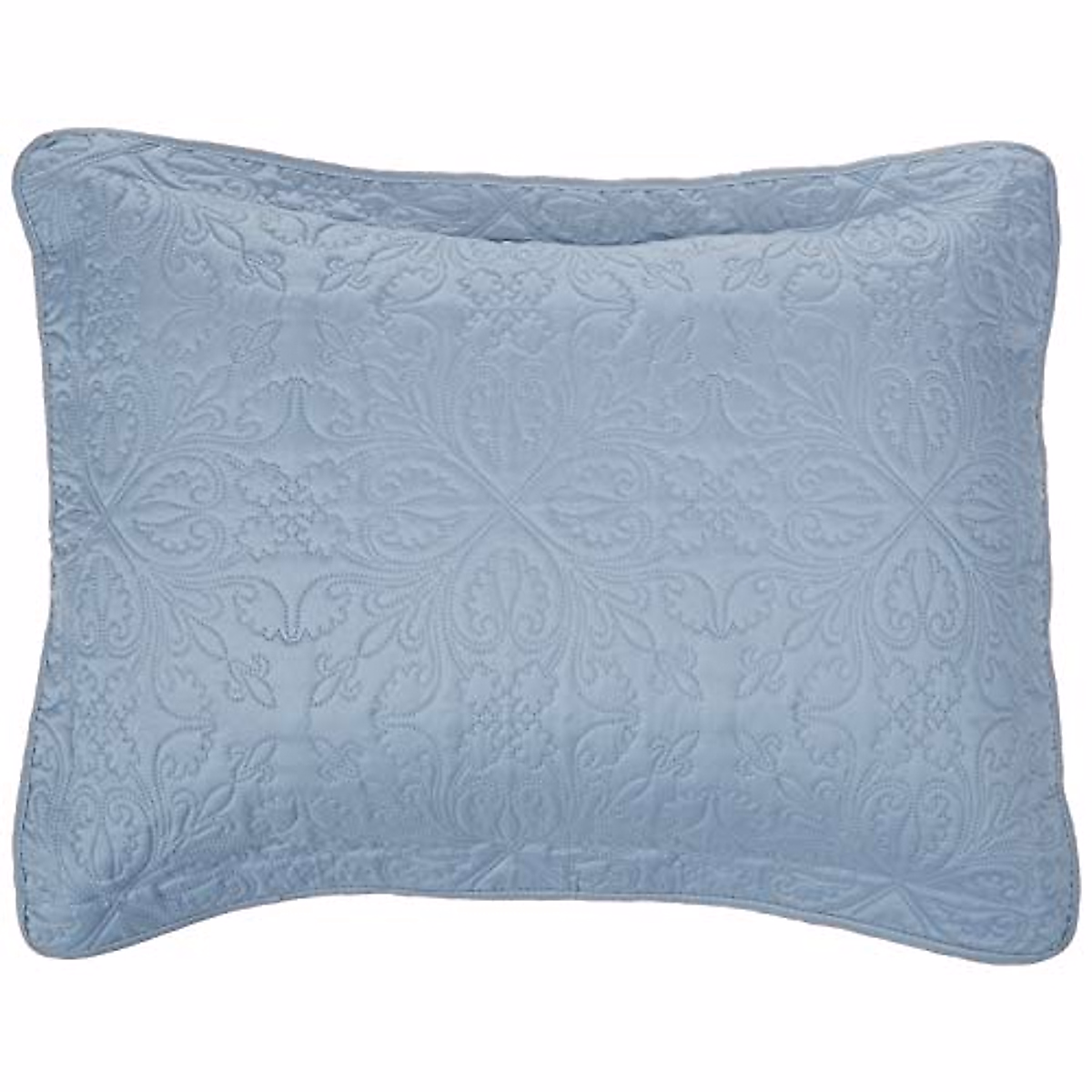 Amazon Basics Oversized Quilt Bed Set, Embossed Coverlet and Shams - King, Spa Blue Floral