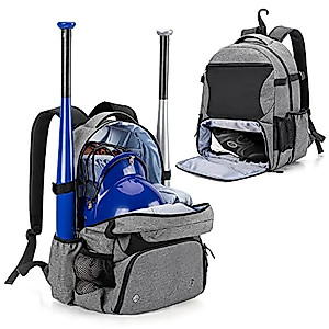 DSLEAF Baseball Backpack with Separate Shoe Space, Softball Bat Bag Holds Up to 4 Bats, Hence Hook and Multi Pockets for Essentials