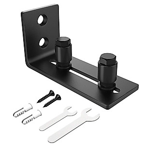 ZEKOO Barn Door Floor Guide,Flush Design Bottom Flat Floor Guide,Adjustable Wall Mount Stay Roller Black Barn Door Stopper for Pocket Closet Barn Doors