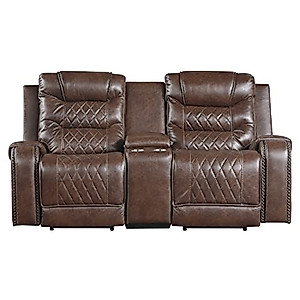 Lexicon Derringer Wall Hugger Power Double Reclining Loveseat, Brown