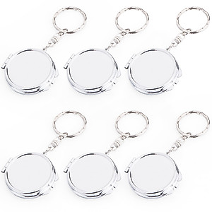 6 Pcs Round Mirror Keychain Compact Double Sided Folding Key Chain Pendant Small Hand Held Mirror with Keyring for Women Girls
