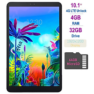 LG G Pad 5 10.1-inch (1920x1200) 4GB LTE Unlock Tablet, Qualcomm MSM8996 Snapdragon Processor, 4GB RAM, 32GB Storage, Bluetooth, Fingerprint Sensor, Android 9.0 w/Mazery 64GB SD Card (Renewed)