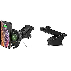 iOttie Auto Sense Qi Wireless Car Charger with Extra Mounting Base - Automatic Clamping Dashboard Phone Mount with Wireless Charging for Google Pixel, iPhone, Samsung Galaxy, Huawei, LG, Smartphones