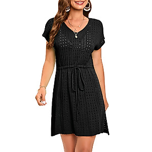 Jhsnjnr Womens Cover Ups for Swimwear Sexy Bikini Bathing Suit Cover Ups Crochet Beach Coverup Black