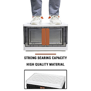 kenvc Plastic Storage Bins with Lids (3 Packs), 34Qt Clear Stackable Storage Bins for Closet Organizers and Storage with Wheels, Stackable Storage Bins with Lids and Doors