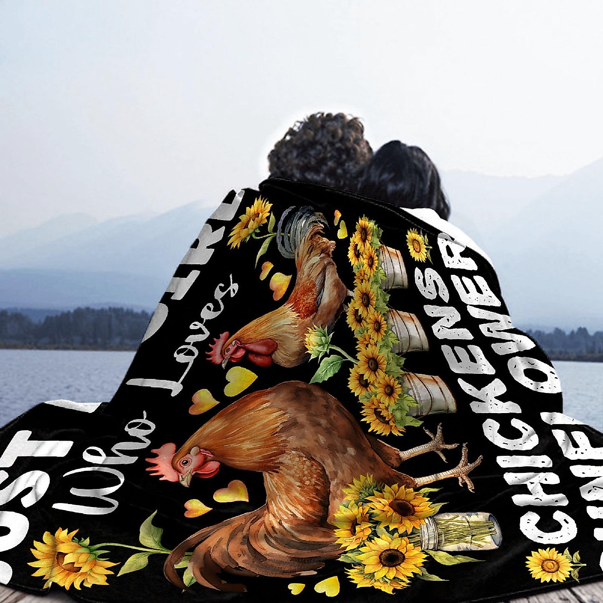 Just A Girl Who Loves Chickens Sunflower Blanket for Girls Sunflower Chickens Gifts for Women Soft Cozy for Couch Bed Sofa Living Room 40x50inches