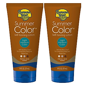Banana Boat Summer Color Self Tanning Lotion | Light Medium Color for All Skin Tones, Self Tanner Lotion, Sunless Tanning Lotion, Banana Boat Self Tanner, 6oz each Twin Pack