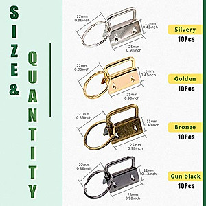 Keadic 41 Sets 1 Inch 4 Colors Key Fob Hardware with Key Fob Plier Kit, Glass Cutting Tool Attached with Rubber Tips, Perfect for Wristlet Key Fobs, Key Lanyard and Key Chain Making Hardware Supplies