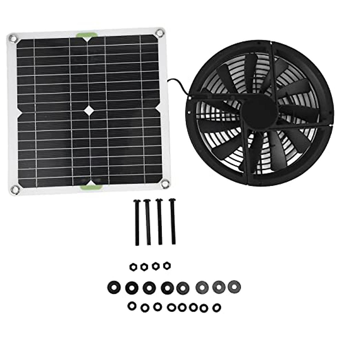 Diydeg Solar Powered Fan Kit, 100W 12V 10in Waterproof Cooling Round Solar Panel Exhaust Fan with Fan Cover, 3000 RPM Outdoor Portable Mini Ventilator for Chicken Coops, Greenhouse Shed, Pet House