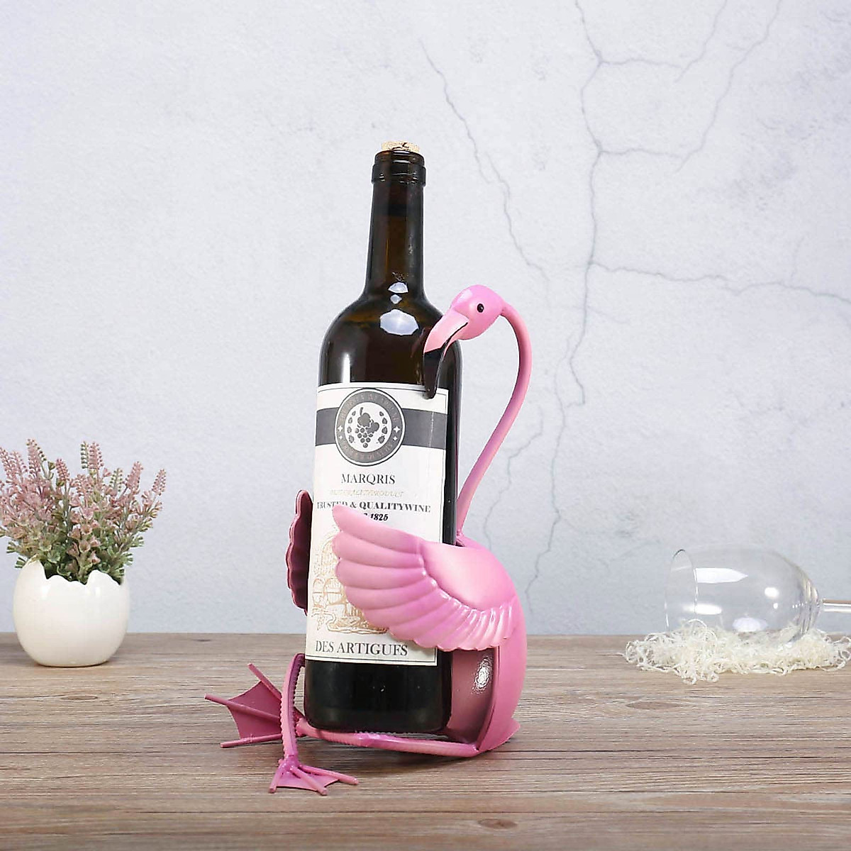 Too-arts Flamingo Wine Holder Wine Shelf Metal Sculpture Home Crafts Decoration
