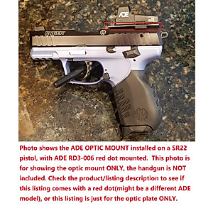 Ade Advanced Optics Mini RD3-006x Green Dot Reflex Sight for Ruger SR22 Pistol Mounting Plate That Replace Rear Sight