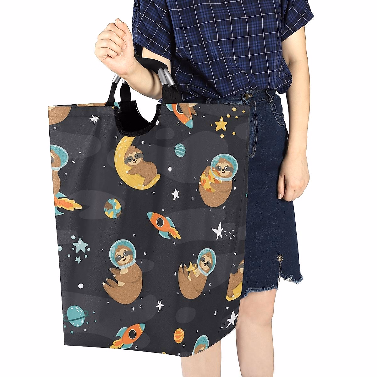 Qilmy Sloth Laundry Basket Collapsible Large Clothes Hamper Nursery Storage Bin with Handle for Bedroom, Bathroom, Dorm, Kids Room