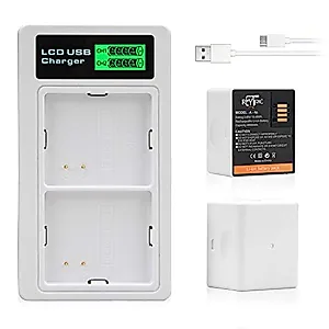 REYTRIC 2-Pack Rechargeable Batteries and LCD Dual Charger VMA5400 Compatible with Arlo Ultra, Ultra 2, Arlo Pro 3, Pro 4, Pro 5 Camera VMC4040P 3.85V 4800mAh 18.48Wh A-4a
