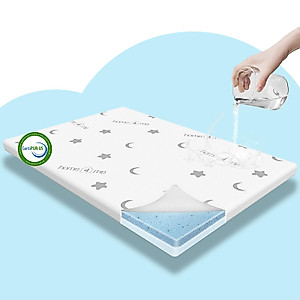 Home4me Baby Mattress 38" x 26"x 2'', Dual Sided Toddlers Mattresses, Gel Memory Foam Mattresses, Toddler Mattress Pad with Removable Washable Cover for Baby and Toddlers, White