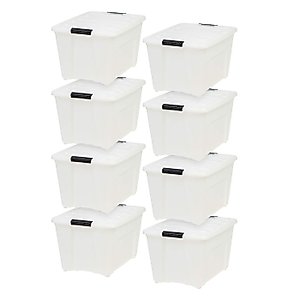 IRIS USA, Inc. 60 Quart Stack & Pull Box, 8 Pack, Natural