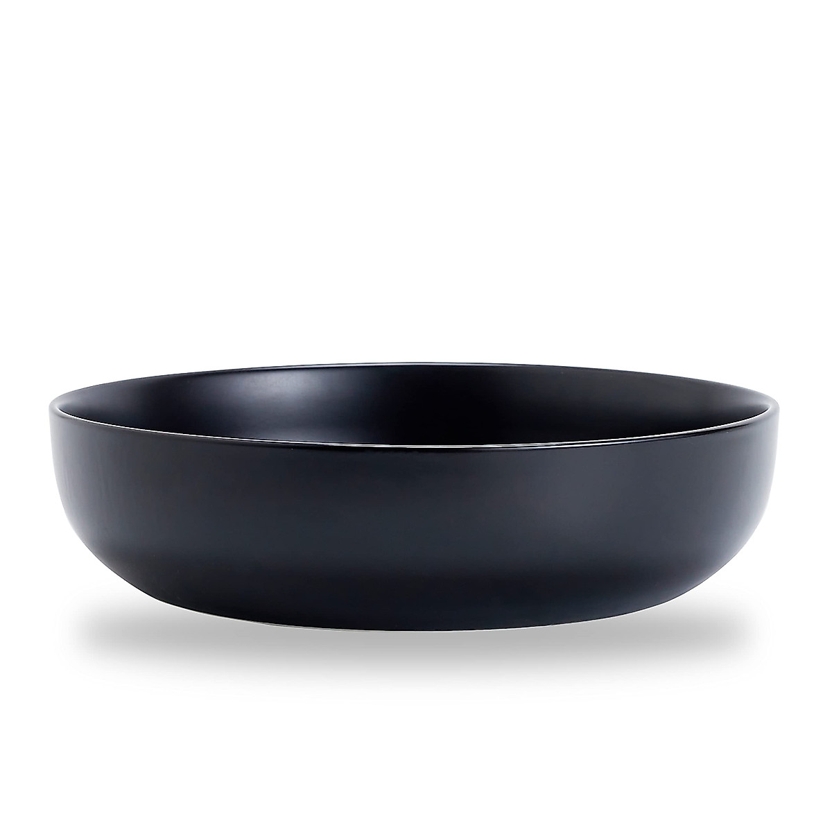 Swuut 10" Large Serving Bowl, 2.8 Quart Big Salad Bowl, Porcelain White Pasta Bowl, Sturdy Mixing Bowls, Matte Soup Bowl for Family Kitchen,Microwave & Dishwasher Safe (Black)