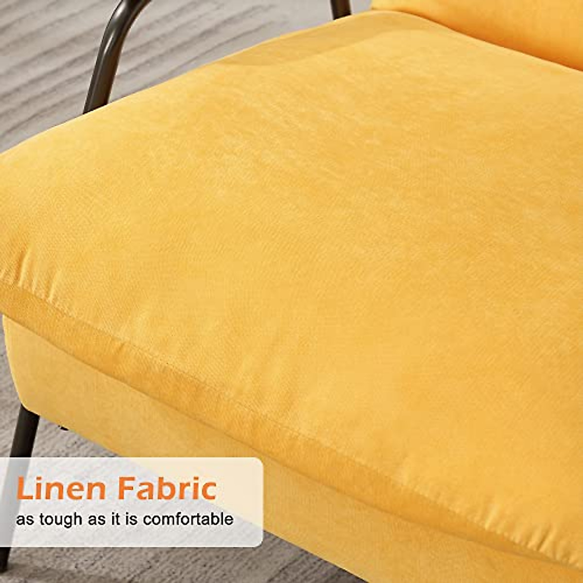 MCombo Modern Accent Recliner with Ottoman, Linen Fabric Armchair with Adjustable Backrest, Single Sofa Chair for Living Room Bedroom 4055 (Yellow)