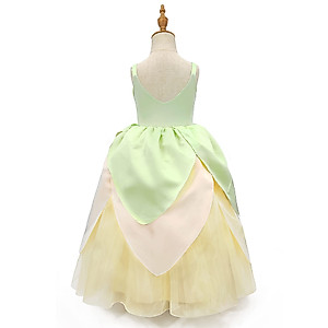 TYHTYM Princess Costumes Little Girls Dress Up Fancy Halloween Christmas Party (Tiana, 4-5T)