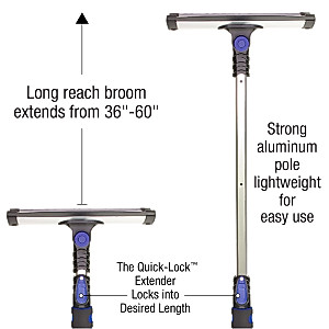 SubZero 80037 60" Quick Lock Pivoting Head Snowbroom with Integrated Squeegee and Ice Scraper , Black