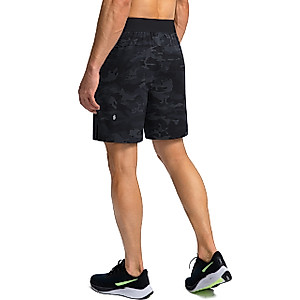 Men's Running Shorts with Zipper Pockets 7 Inch Lightweight Quick Dry Gym Athletic Workout Shorts for Men (Grey Camo, M)