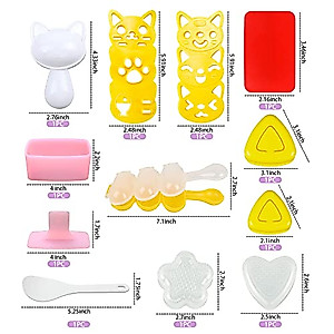 Cute Cat Sushi Mold for Kids, Musubi Maker Press, Rice Ball Mold Shaker, Classic Triangle Rice Ball Maker Mold Kit for DIY Fun Lunch Box Picnic Tool (CAT)