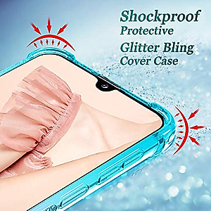 Dzxouui for Galaxy A10E Case,Samsung Galaxy A10E Case,TPU Protective Cover for Girls and Women Glitter Bling Sparkle Cute Phone Case for Samsung Galaxy A10E(Teal/Purple)