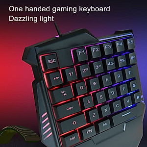 Zunate One Handed Gaming Keyboard, RGB Backlit 35 Keys Portable Mini Gaming Keypad, USB Wired Single Hand Ergonomic Keyboard for Game