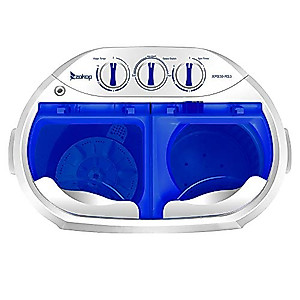 WSDJ, Portable Mini Washing Machine, 10.4lbs Capacity, Washer(6.6lbs)&Spiner(3.8lbs), Semi-automatic Blue Cover, GT36347395-10106-1953006301