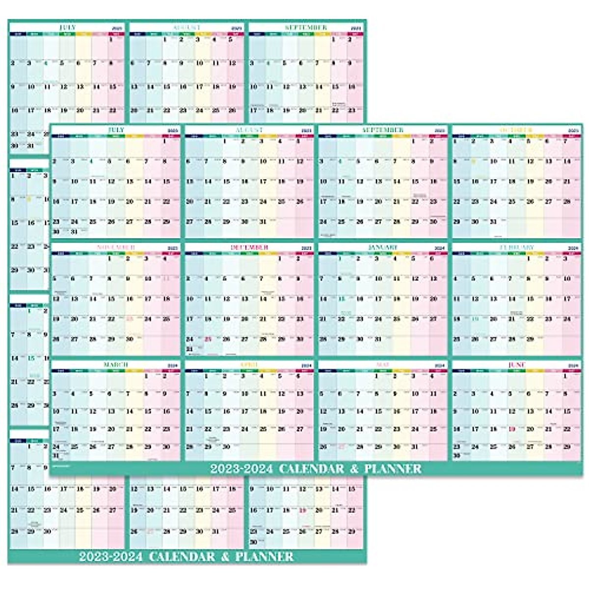 2023-2024 Yearly Wall Calendar - Yearly Wall Calendar 2023-2024, 2023-2024 Dry Erase Calendar with Julian Date, Jul. 2023 - Jun. 2024, Thick Paper, Vertical/Horizontal, Reversible, 34.8" x 22.9