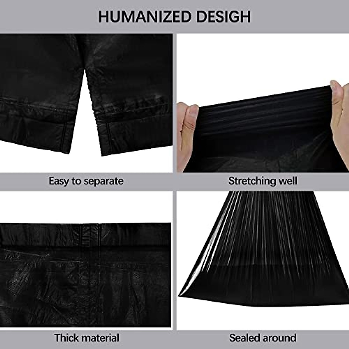 YIHATA 13 Gallon Trash Bags Drawstring Unscented 120 Count Trash Bags 13 Gallon Tall Kitchen Trash Bags Wastebasket for Kitchen Office Home Garden Outdoor Traveling Camping Black (Easy to Separate)