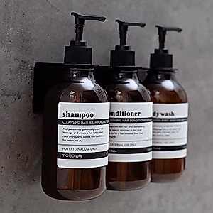 MaisoNovo Shampoo Dispenser for Shower Wall 3 Chamber, Soap Holder for Shower Wall, Self-Adhesive Wall Mount Toothbrush Holder, (3 Bottles, 2 Razor Holders, 1 soap Holder)