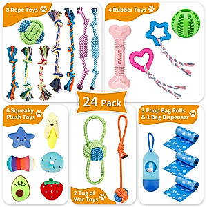 Enido Dog Rope Toys for Small & Medium Breed Dogs, Puppy Chew Toys, 24 Pack Puppy Teething Toys, Promote Dog Dental Health, Exercise & Bonding