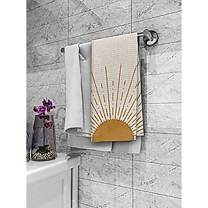 DIBOR Boho Sun Line Rainbow Kitchen Towels Dish Towels Dishcloth,Boho Nature Landscape Decorative Absorbent Drying Cloth Hand Towels Tea For Bathroom Kitchen,Boho Lovers Girls Gifts(Set Of 2) (orange)