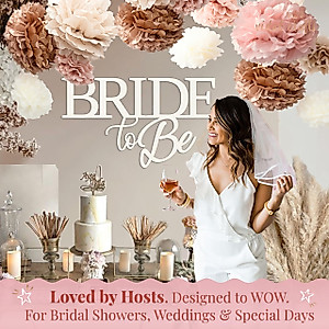 Vidal Crafts 20 PCS Dusty Pink, Rose Gold, Ivory, Pastel Grey, Tissue Paper Pom Poms Kit, 14", 10", 8", 6", Tissue Paper Flowers for Wedding, Birthday, Bridal Shower, Bachelorette, Baby Shower Décor