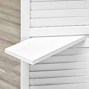HOMCOM 4 Panel 67" Tall Wood Privacy Screen Room Divider with 3 Display Shelves, and Folding Storage for Bedroom or Home Office, White