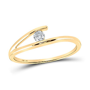 14kt Yellow Gold Womens Round Diamond Solitaire Promise Ring 1/10 Cttw