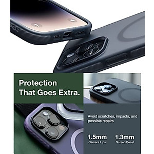 TORRAS Upgraded Matte Case for iPhone 14 Pro Case,[12FT Military Grade Protection][Compatible with MagSafe] Slim Sleek Touch Translucent Phone Cover, Matte Black